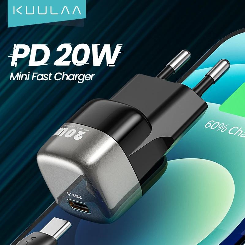 KUULAA cargador USB tipo C Super Si, 20W, PD, carga rápida para iPhone 13, 12, 11 Max, Pro, XS ...