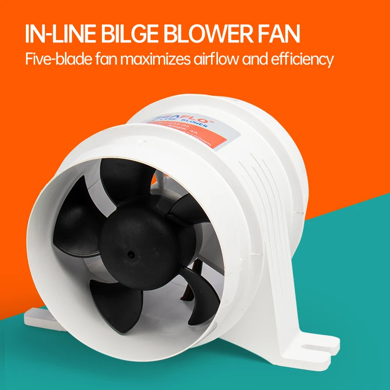 12V/24V 40A ABS Quiet Air Blower Water Resistant High Air Flow In-Line ...