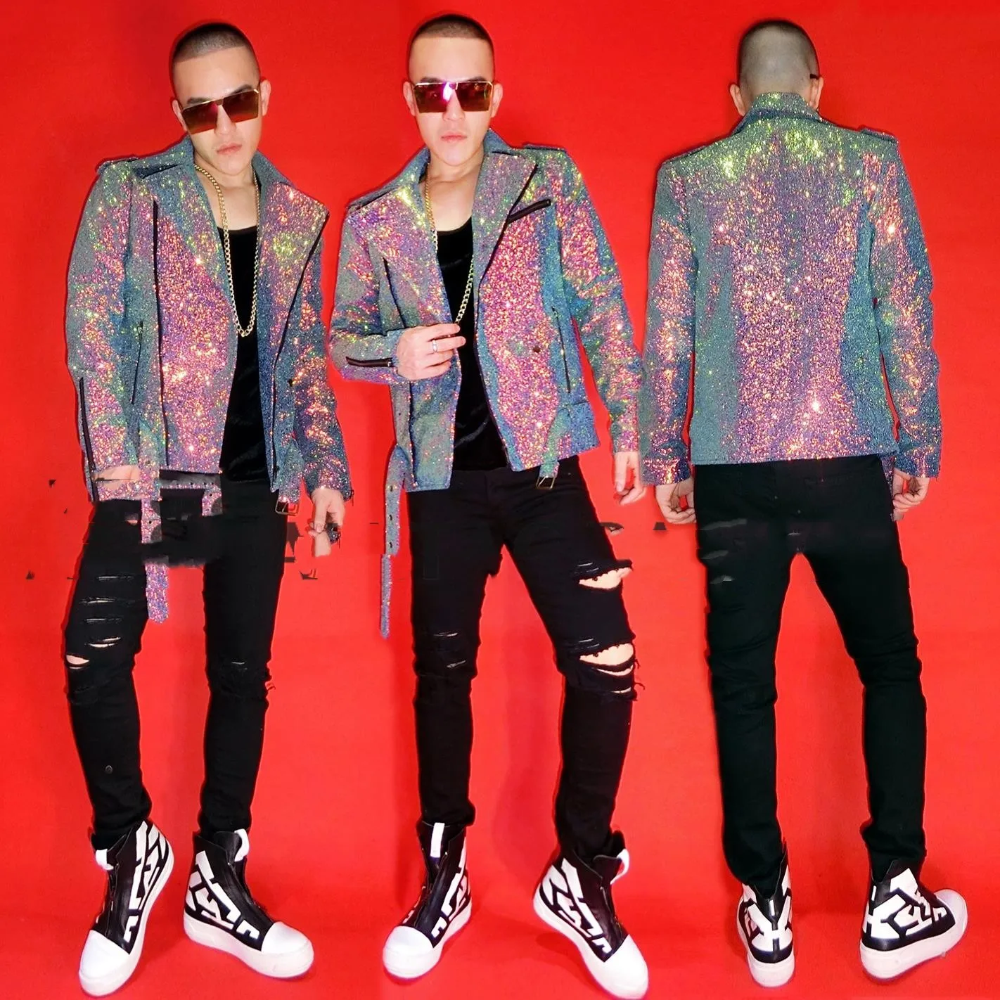 Nightclub male singer DJ GD with the same super-dazzling magic color ...