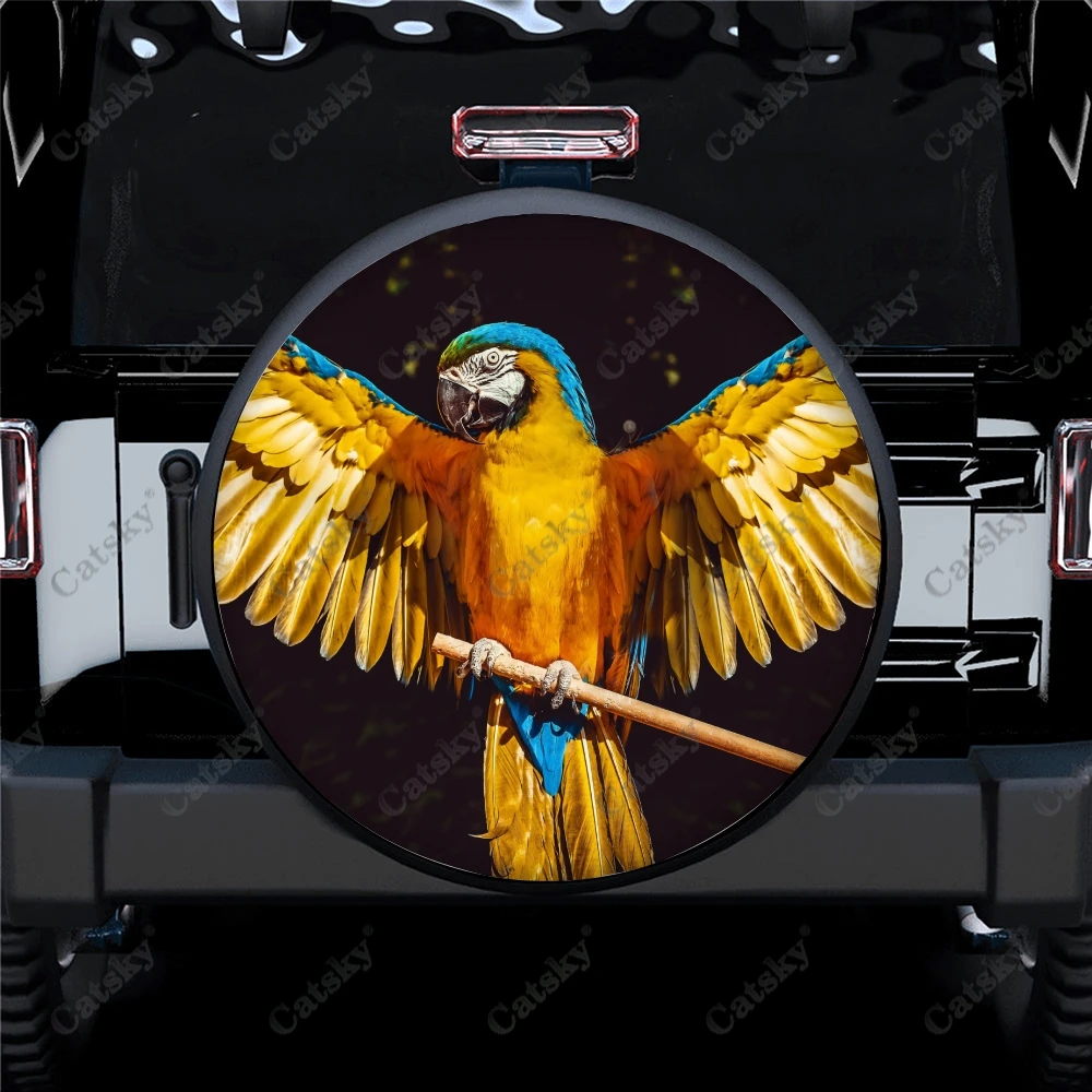 Blue-and-Yellow-Macaw-Print-Spare-Tire-Cover-Waterproof-Tire-Wheel ...