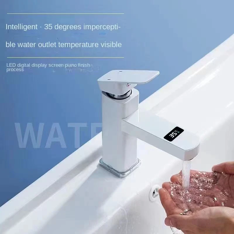 Led Digital Display Temperature Control Faucet Wash Basin Hot And Cold ...