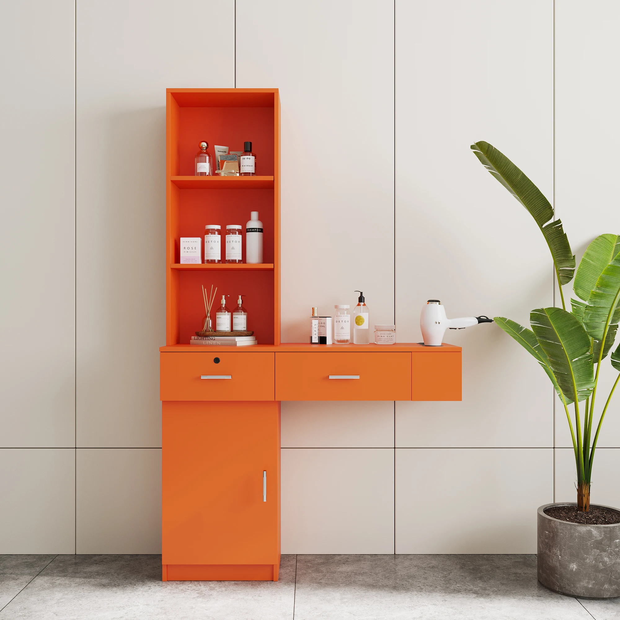 Orange-Modern-Salon-Cabinet-Simple-Hair-Desk-Multi-Layer-Storage-Space ...