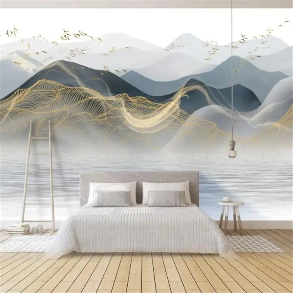 custom-Modern-Chinese-luxury-abstract-ink-landscape-3D-mural-wall-paper ...