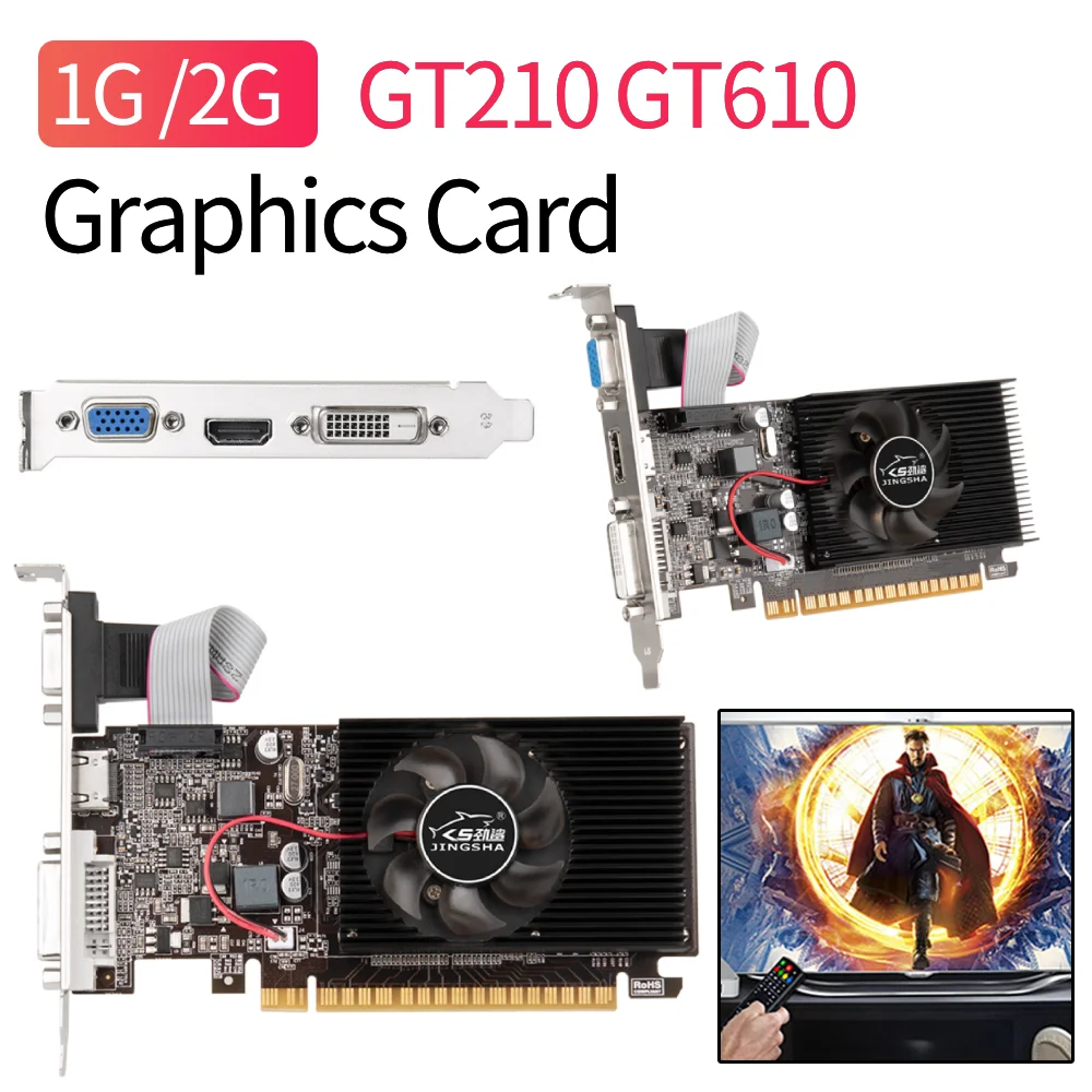 GT210 1G GT610 1GB/2GB Graphics Card with DVI VGA HDMI-Compatibe Port ...