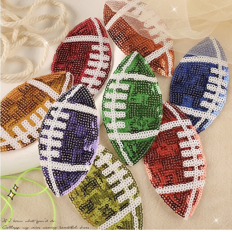 Embroidered-Patches-Sequined-Rugby-Football-Iron-On-9-9-5-1CM-Appliques ...