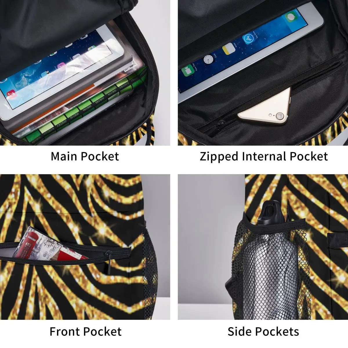 Personalized Zebra Striped Backpacks