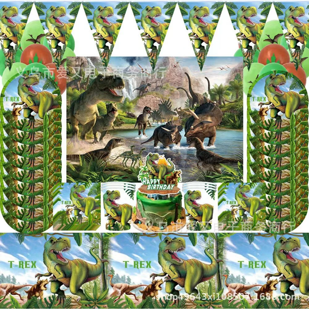 Jurassic-World-Dinosaur-Theme-Disposable-Tableware-Jungle-Safari ...