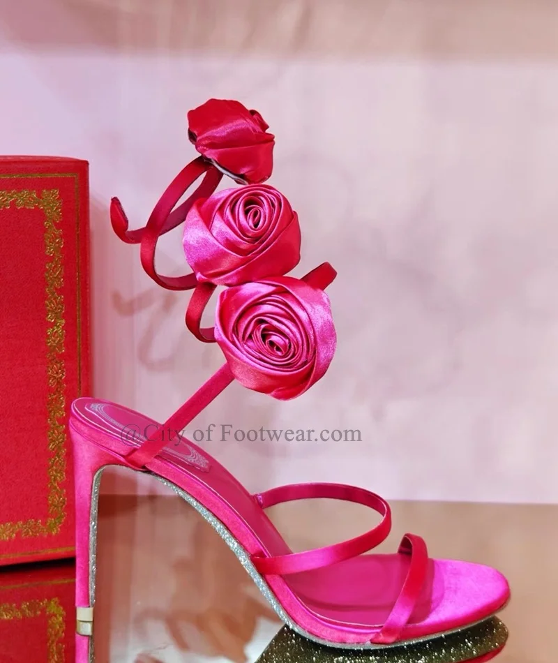 Satin-3D-Rose-Ankle-Warp-Sandals-Bling-Sole-Straps-High-Heels-Stilettos ...