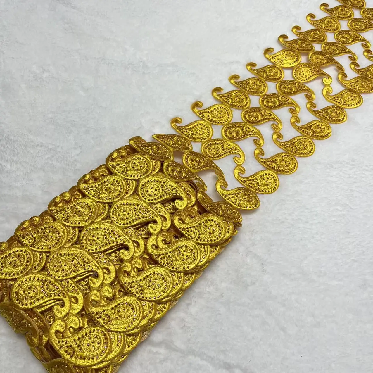 5Yards-Embroidered-Stones-Lace-Barcode-Ribbon-DIY-Apparel-Sewing-Fabric ...