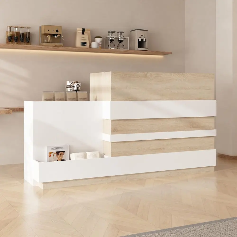 Front Reception Desk with Storage Drawers, Work Business Office Desk ...