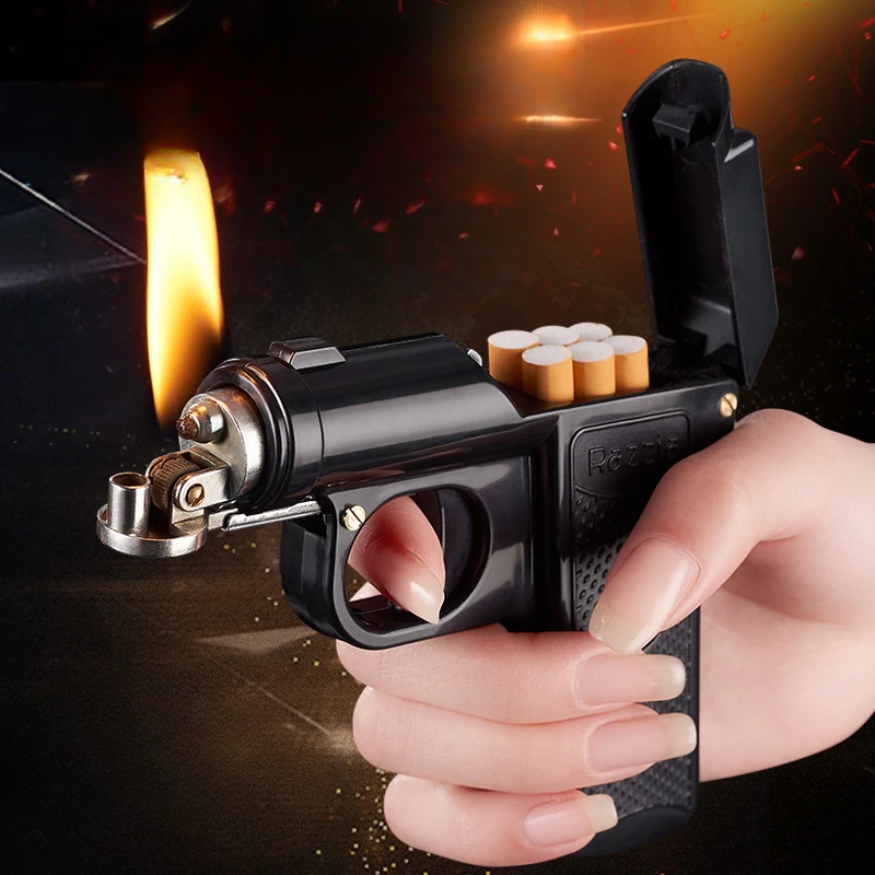 Hot-Creative-Vintage-Windproof-Metal-Kerosene-Lighter-Unusual-Handgun ...