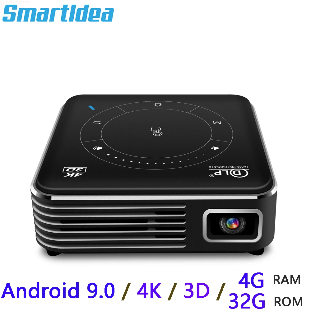 Smartldea Pocket 4K 3D Projector android9.0 2.4G 5G wifi BT5.0 home proyector 4G RAM 32G ROM ...