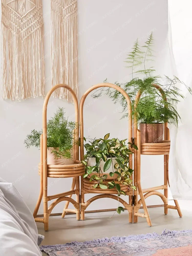 Retro-Rattan-Flower-Rack-Creative-Foldable-Storage-Rack-Indoor-Real ...