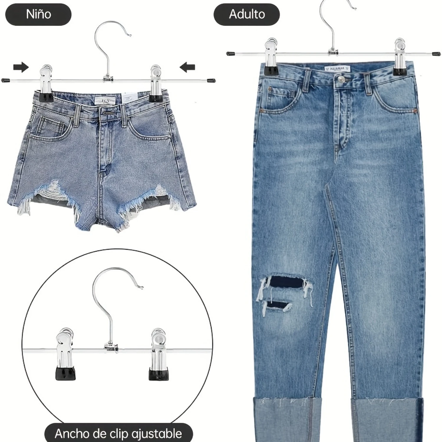 Pants-Hangers-Set-w-Adjustable-Clips-Non-slip-Trousers-Rack-Durable ...