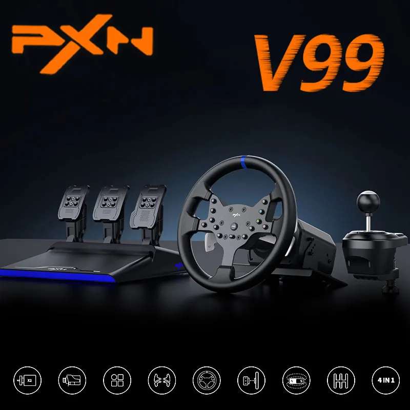 PXN-V99-3-2Nm-Dual-Motor-Force-Feedback-Game-Steer-Race-Wheel-Pedal ...