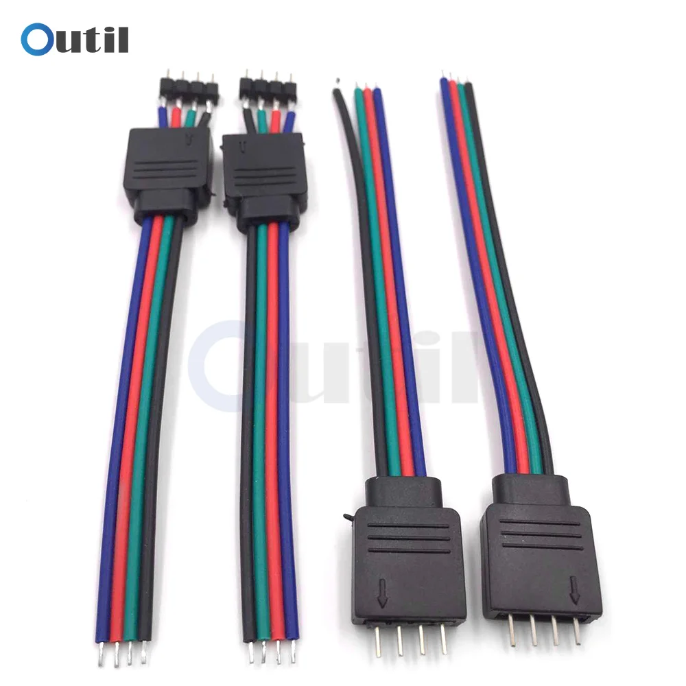 5pcs 4pin Male Female Strip Cable 10mm 2.54mm/pin 4 pin RGB RGB ...