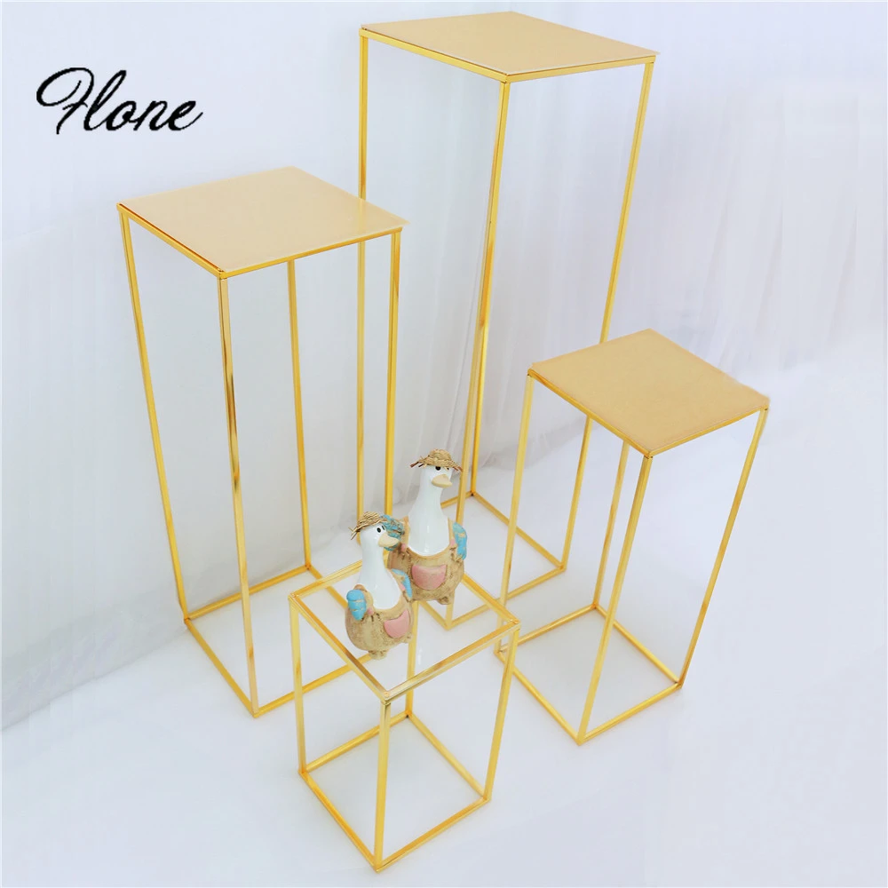 Flone Gold Plated Cuboid Flower Stand Wedding Centerpieces Home ...