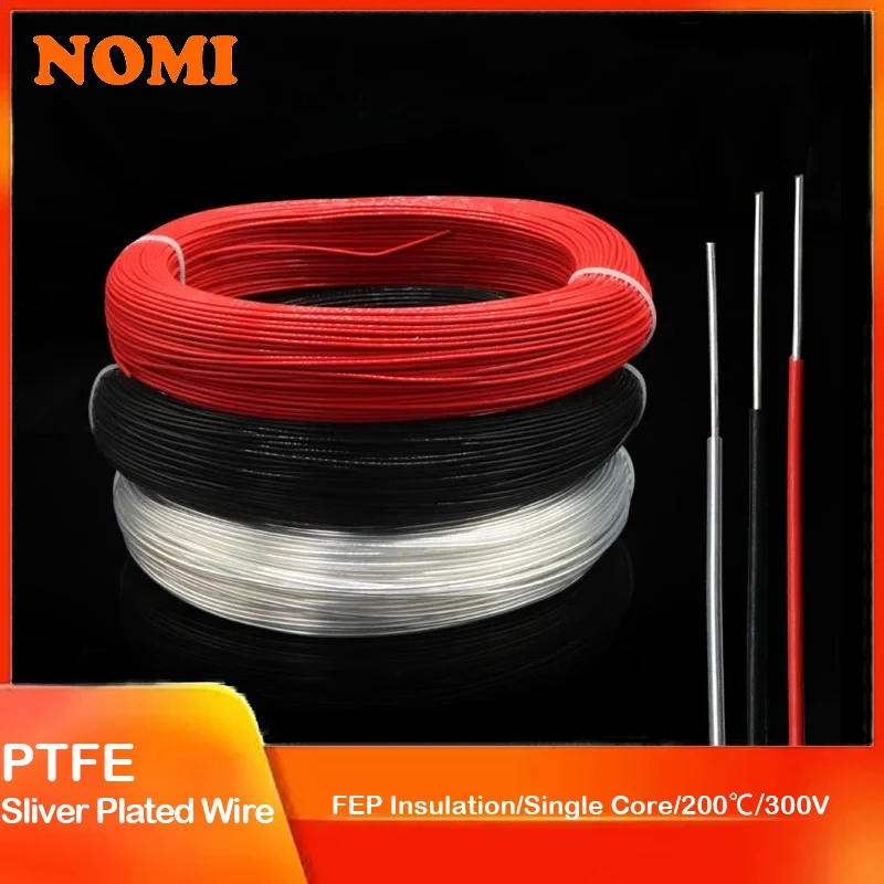 2-5-10-20-50M-Single-Core-PTFE-Wire-FEP-Insulation-Silver-Plated-High ...