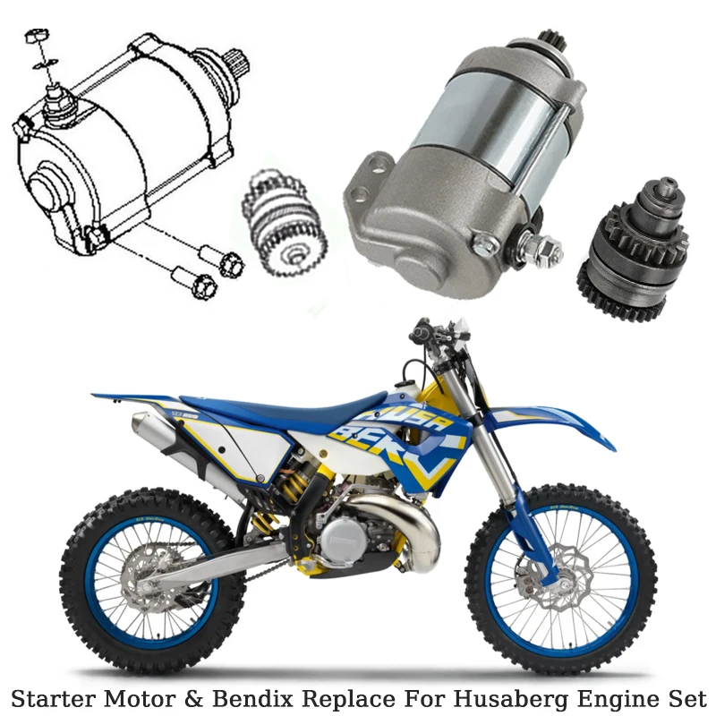 2-PCS-Electrical-Starter-Moric-Bendix-250cc-300cc-For-Husaberg-Offroad ...