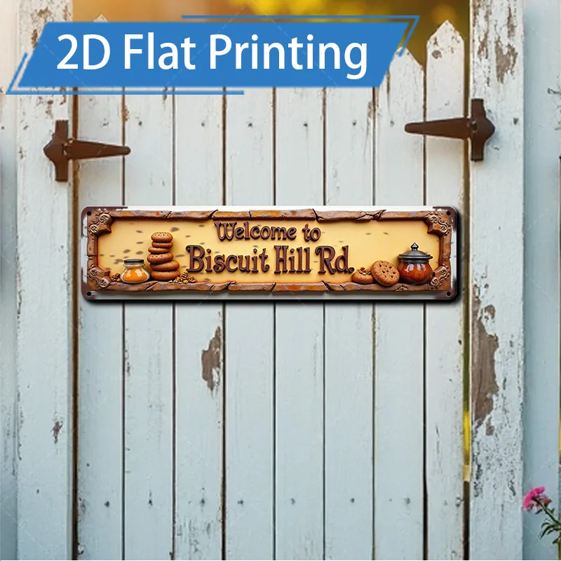 1pc Metal Sign, 4x16inch Rustic Biscuit Hill Road Sign - Vintage ...