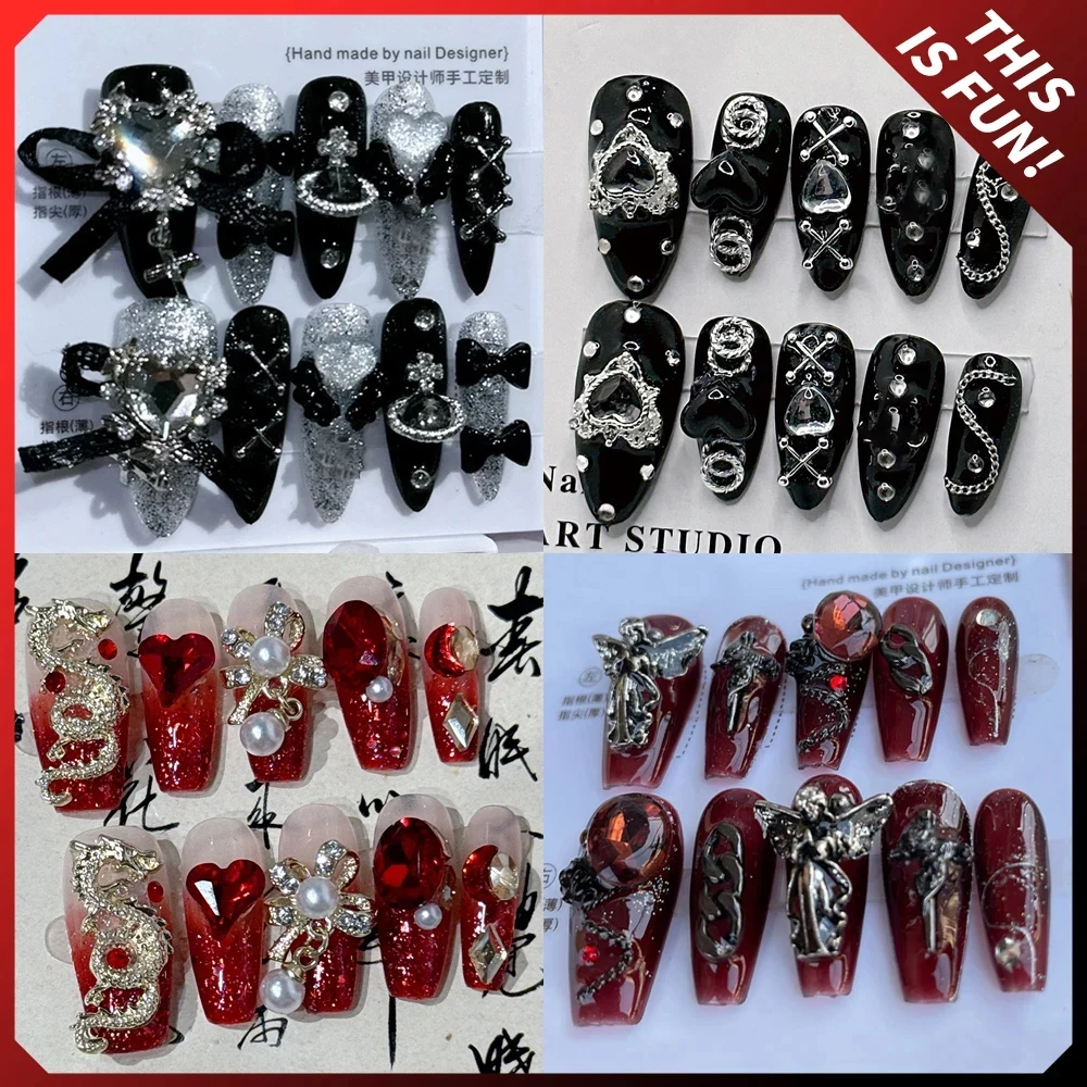 Parche-de-u-as-postizas-hechas-a-mano-estilo-g-tico-forma-de-coraz-n ...