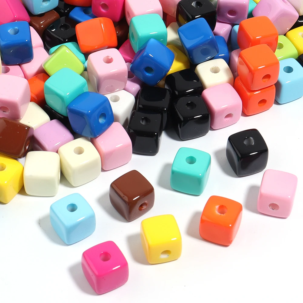 10pcs-Lot-Acrylic-Square-Shape-Beads-Baking-Varnish-Cube-Spacer-Bead ...