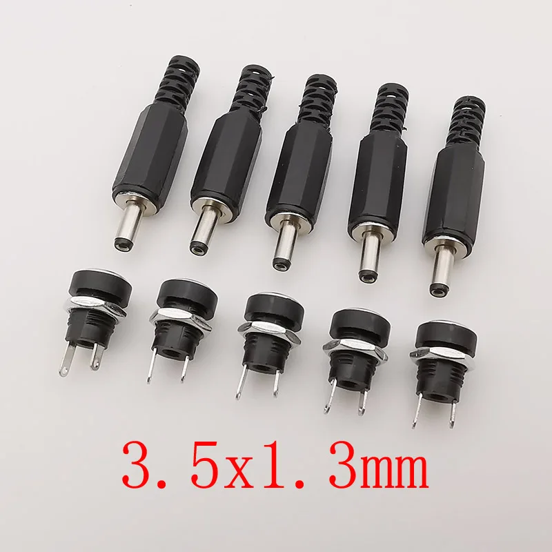 5 Pairs 3.5x1.35m DC Power Male Plug Jack Socket Female Panel Mount ...