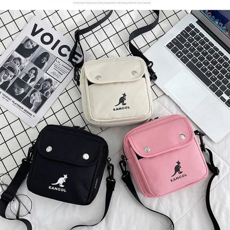 Kangol 싱글 숄더백 단색 캐주얼 핸드백 야외 캔버스 핸드백 크로스 바디 백 메신저 백 미니 백 패션