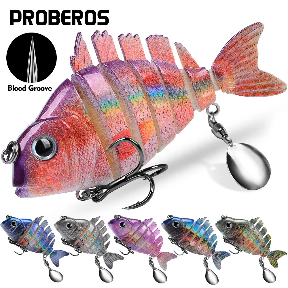 PROBEROS 1PCS Fishing Wobbler Lifelike 7 Segment Swimbait Crankbait ...