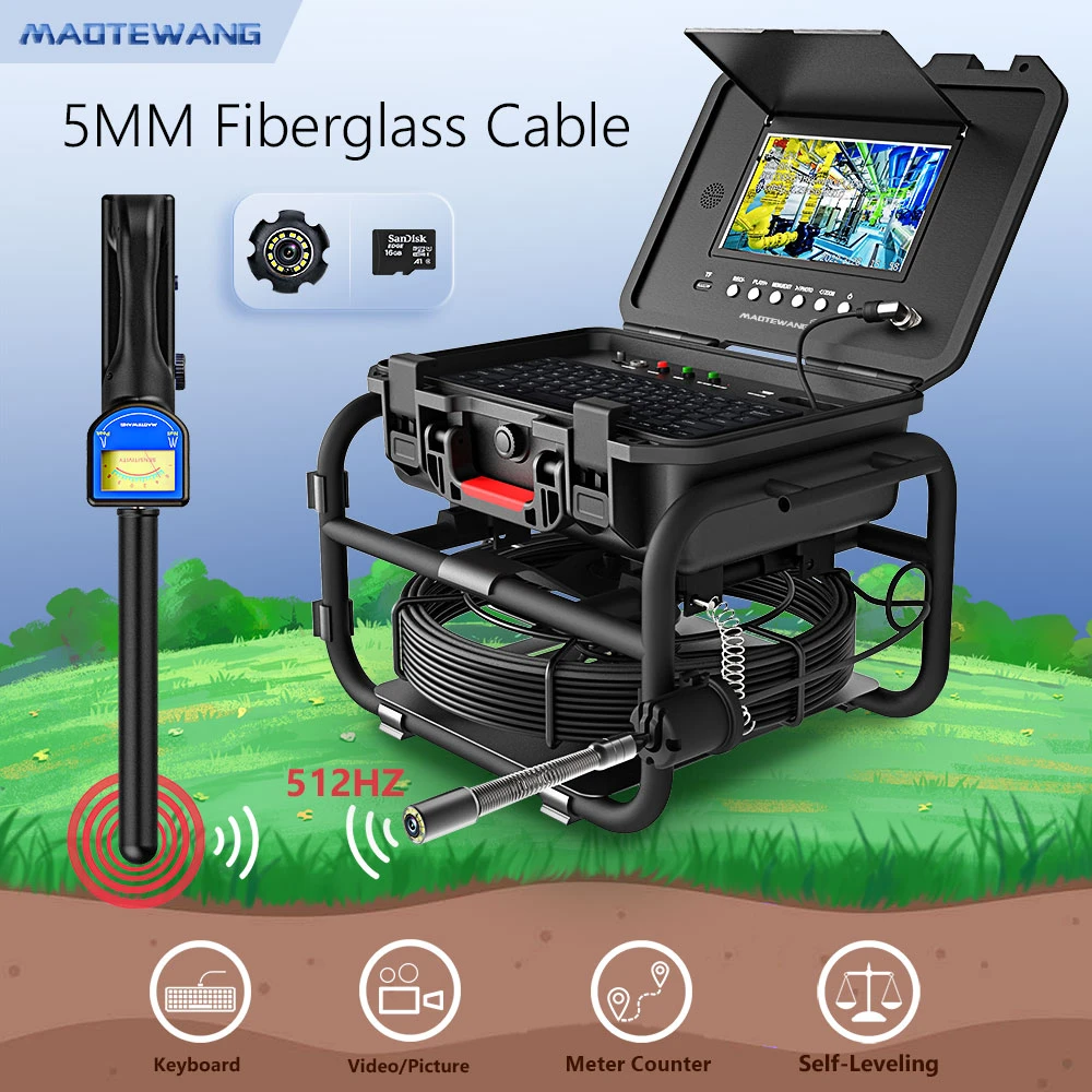 Sewer Pipe Inspection Camera 9" IPS 1080P & Self Leveling 512HZ Locator ...