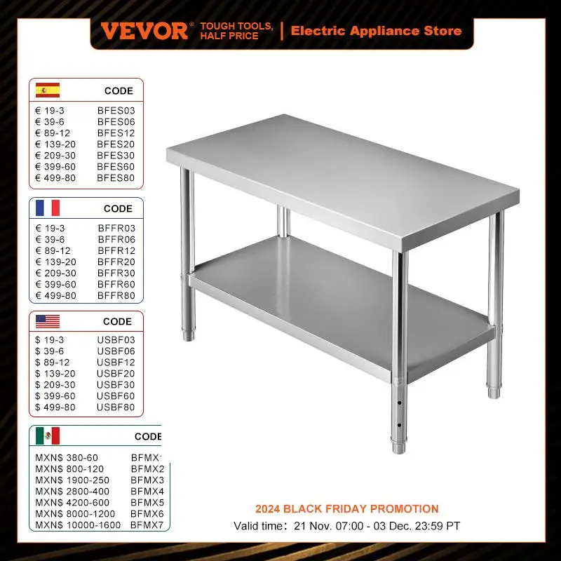 VEVOR-Paslanmaz-elik-Haz-rl-k-Masas-550lbs-Y-k-Kapasitesi-Ayarlanabilir ...