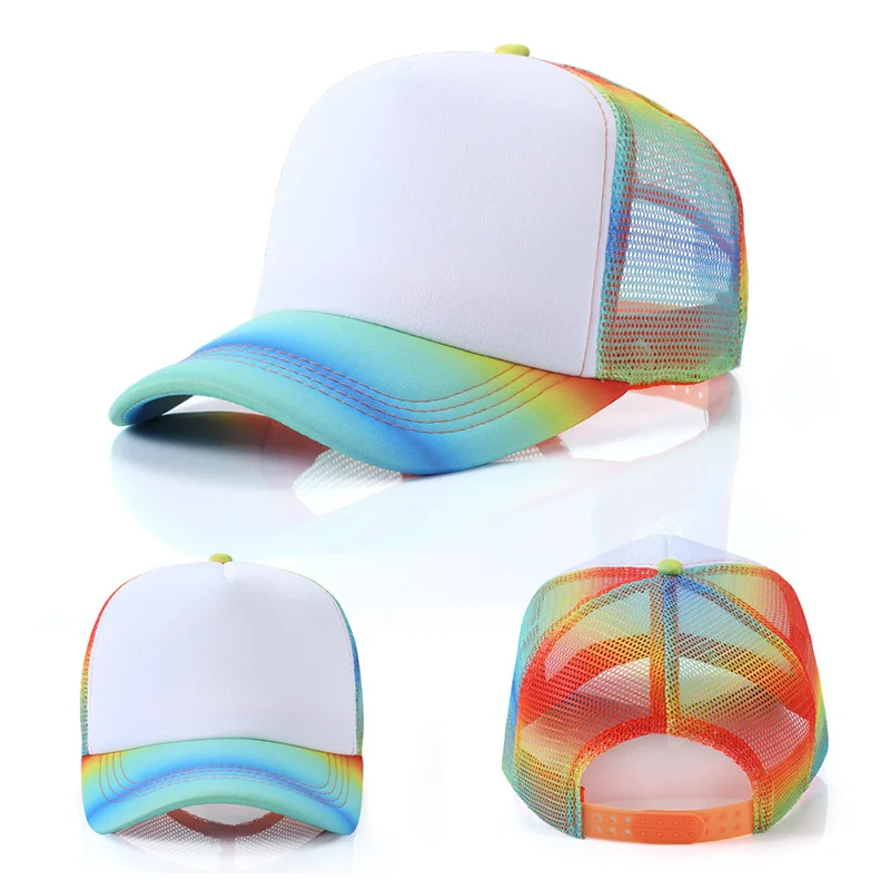 Fashion Rainbow Sports Hats Sublimation Blank Baseball Caps Adjustable ...