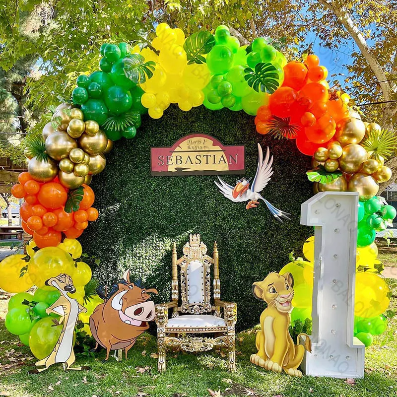 128pcs-The-Lion-King-Theme-Balloons-Garland-Arch-Kit-Simba-Green-Orange ...