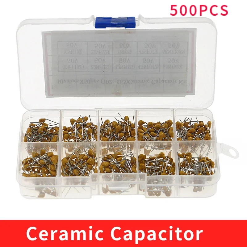 500pcs 10Value x50pcs 1nF~68nF 50V Multilayer Monolithic Ceramic ...