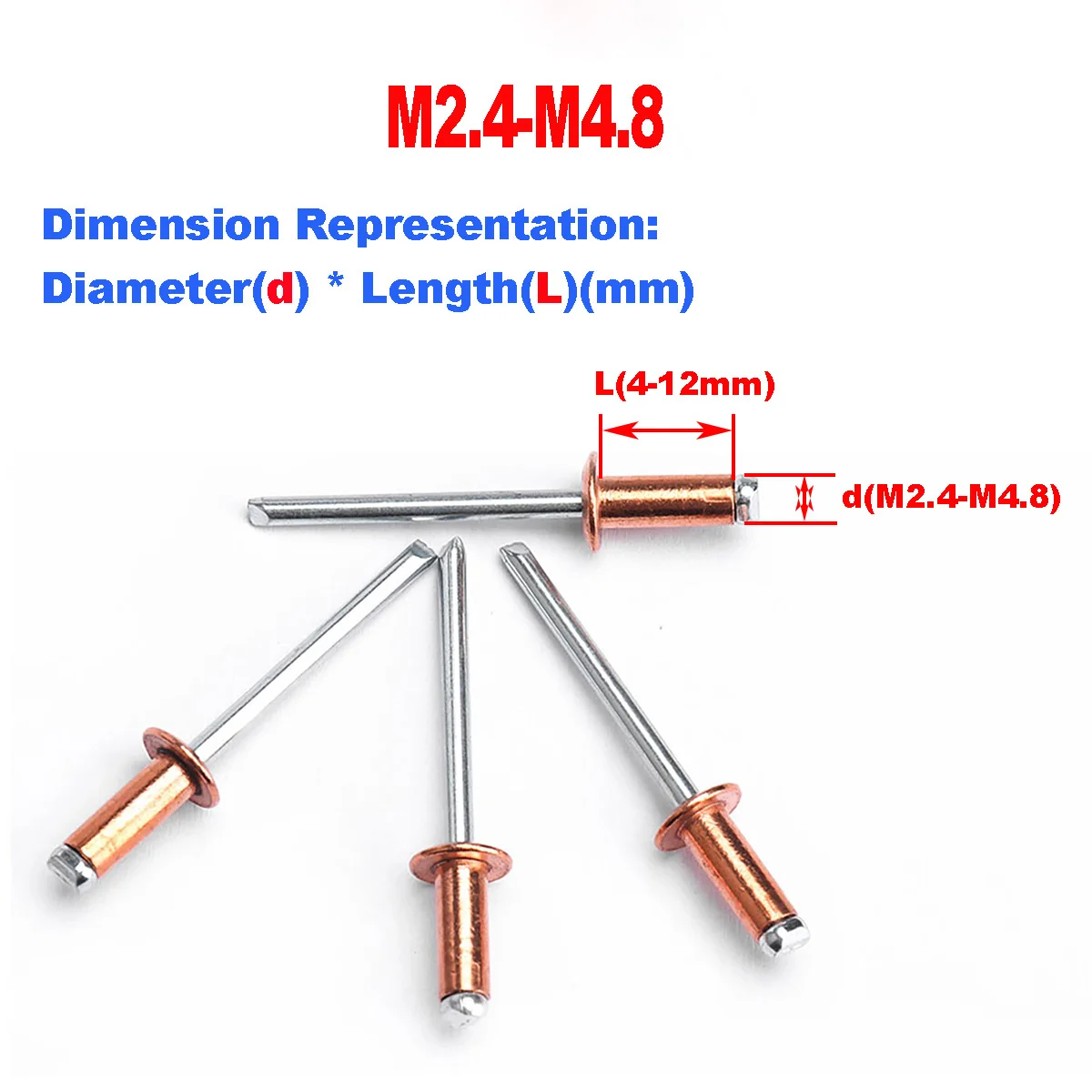 Red Copper Pop Rivets / Half Round Head Open Type Round Head Pull Cap ...
