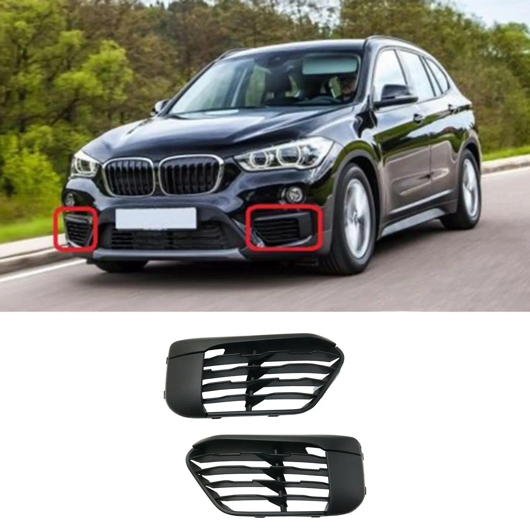 Bumper-Lower-Grille-Bezel-Cover-Fog-Lamp-Grille-for-BMW-X1-XDrive28I ...