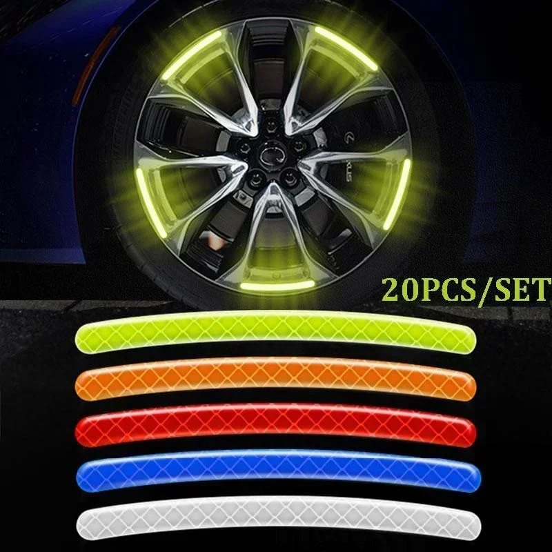 20Pcs/set Colorful Car Motorcycle Wheel Hub Reflective Strips Stickers ...