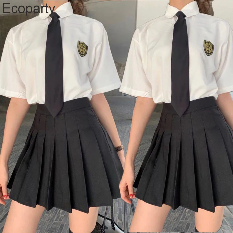 Duas Peças das mulheres Faculdade Estilo Coreano Uniforme Escolar Terno ...