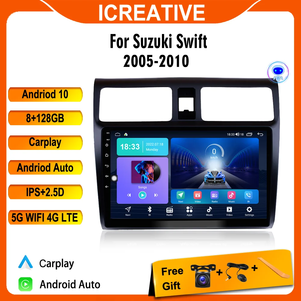 Rádio do carro icreative para suzuki swift 2003 2010 android multimídia ...