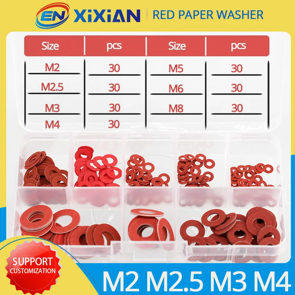 M2-M2-5-M3-M4-M5-M6-M8-Red-Paper-Steel-Washer-Gasket-Set-Electrical ...