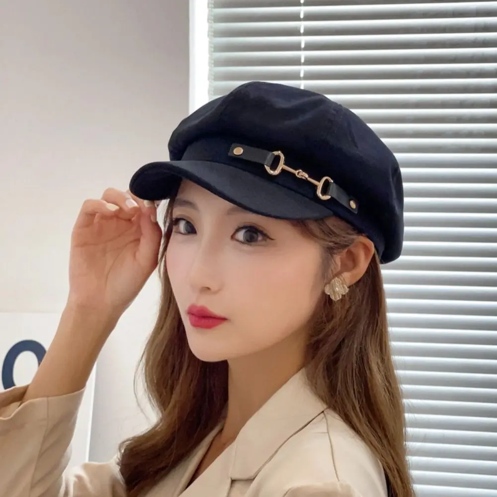 Adjustable-Vintage-Beret-Hat-Fashion-Woolen-Beret-Soft-Octagonal-Cap ...