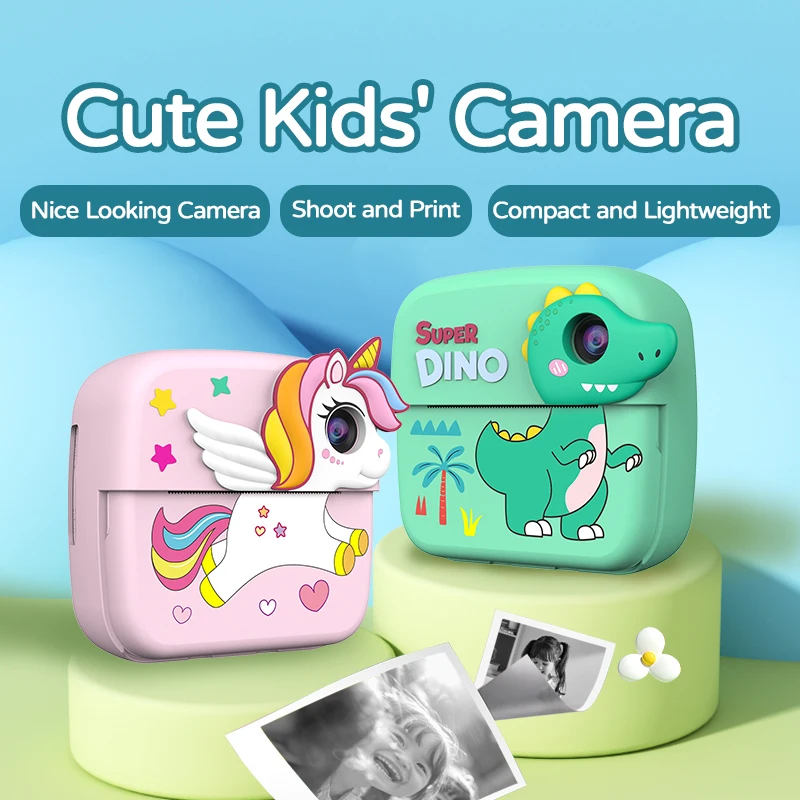 Children's Printing Camera HD Thermal Printer Unicorn Dinosaur Cartoon ...