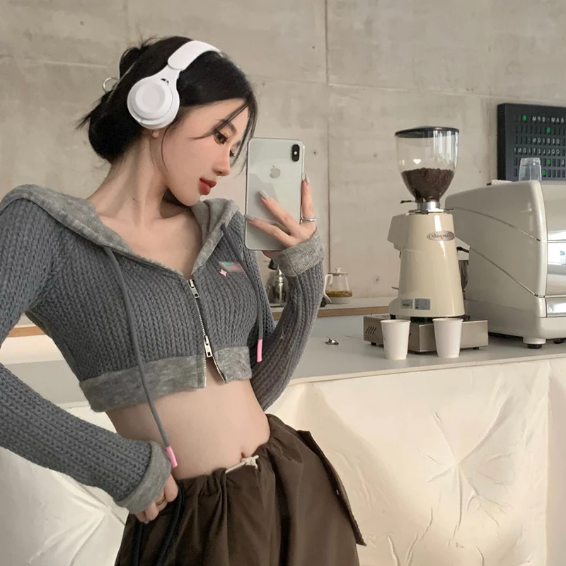 Solid-Striped-Bare-Midriff-Cropped-Jacket-Women-Long-Sleeved-Sexy-Turn ...