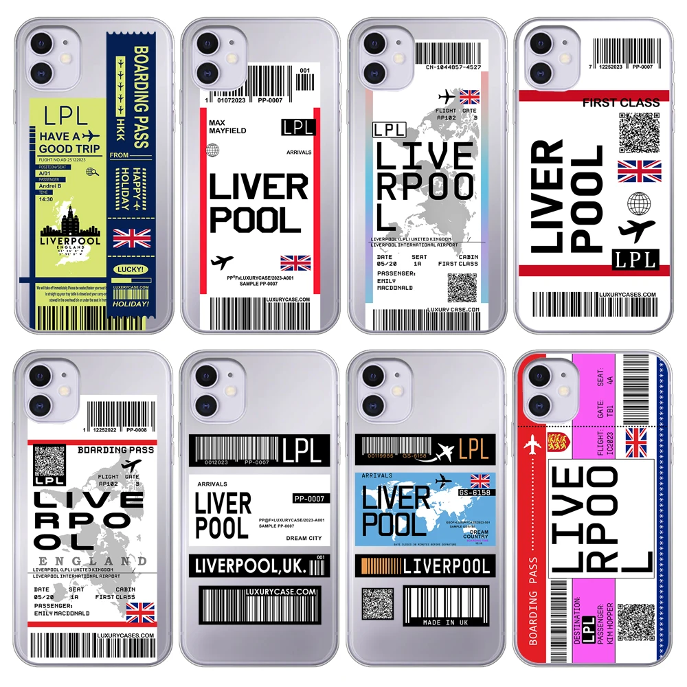 England Liverpool Map Flag Plane Travel Fly Ticket Case for iPhone 14 ...