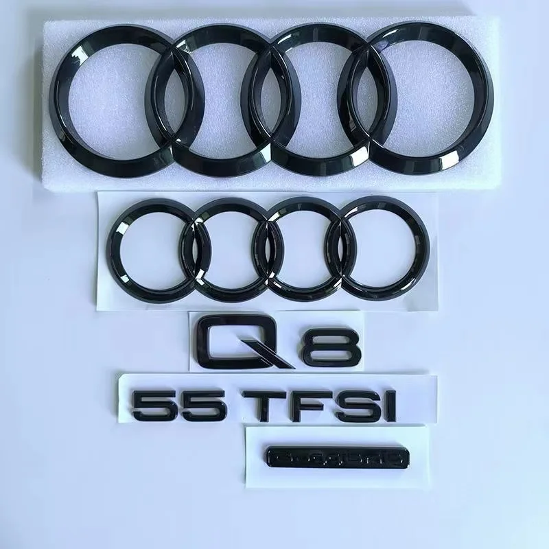 For-AUDI-2PCS-4Ring-logo-Car-Hood-Front-Bonnet-Grill-Rear-Trunk-Emblem ...