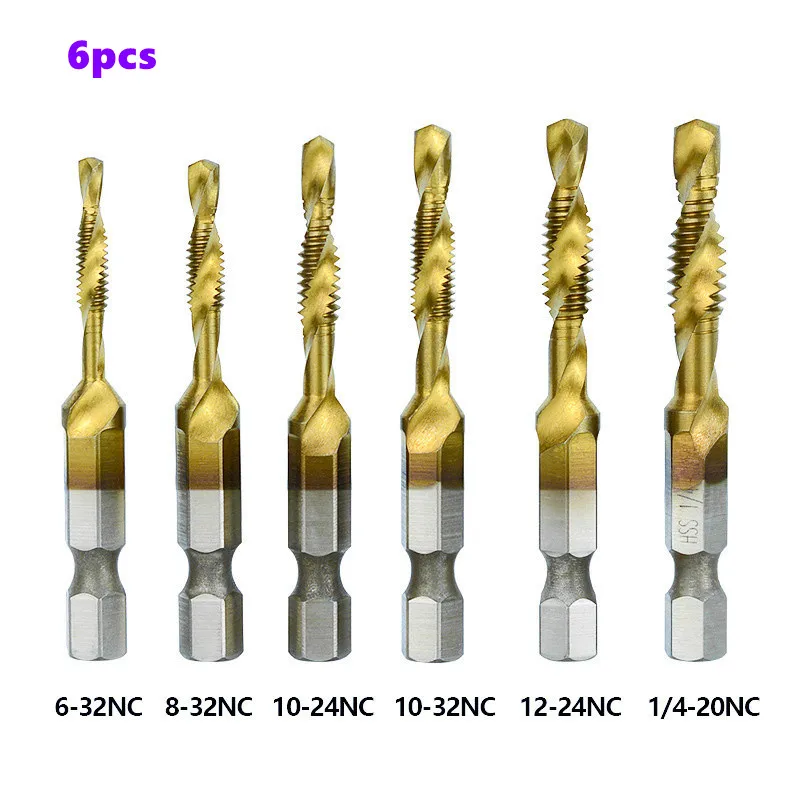 Taraud-composite-int-gr-tige-hexagonale-1-4-6-pi-ces-taraudage-et-per ...