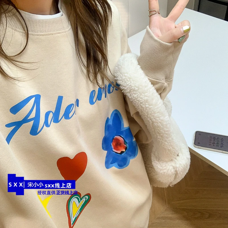 ADER ERROR 남녀공용 라운드넥 스웻셔츠, 루즈한 드롭 숄더 슬리브, 프린트 타이드, 봄 및 가을| | - AliExpress