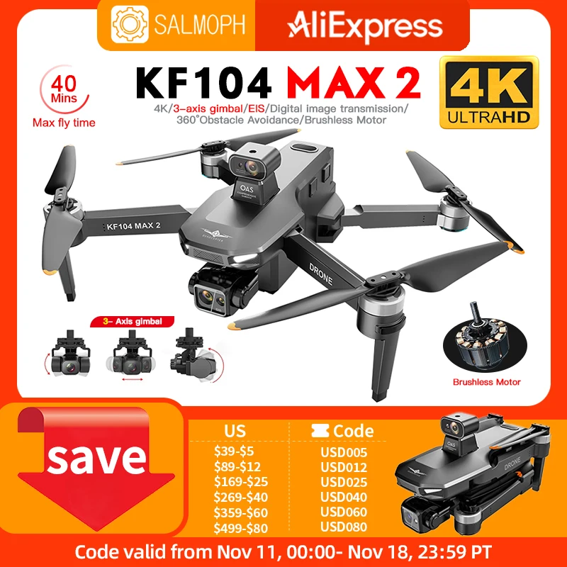 KF104-KF104MAX2-Professional-Drone-With-4K-Camera-3-Axis-Gimbal-WIFI-360-Obstacle-Avoidance ...