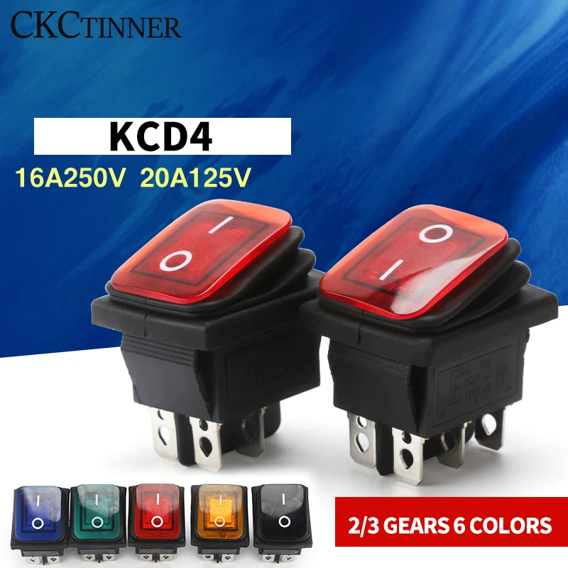 1PCS-KCD4-Rocker-Switch-Power-Switch-ON-OFF-4Pin-6Pin-With-Light-Power ...