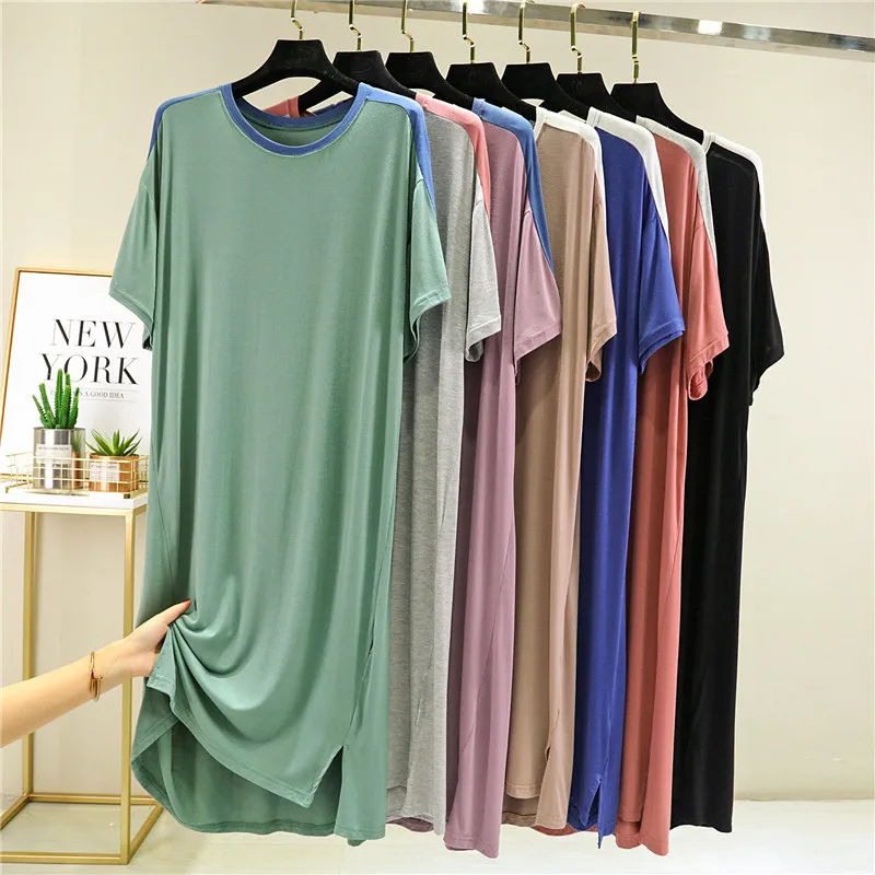 Modal-Plus-Size-Long-T-Shirt-Night-Gown-For-Old-Laydy-Elderly ...